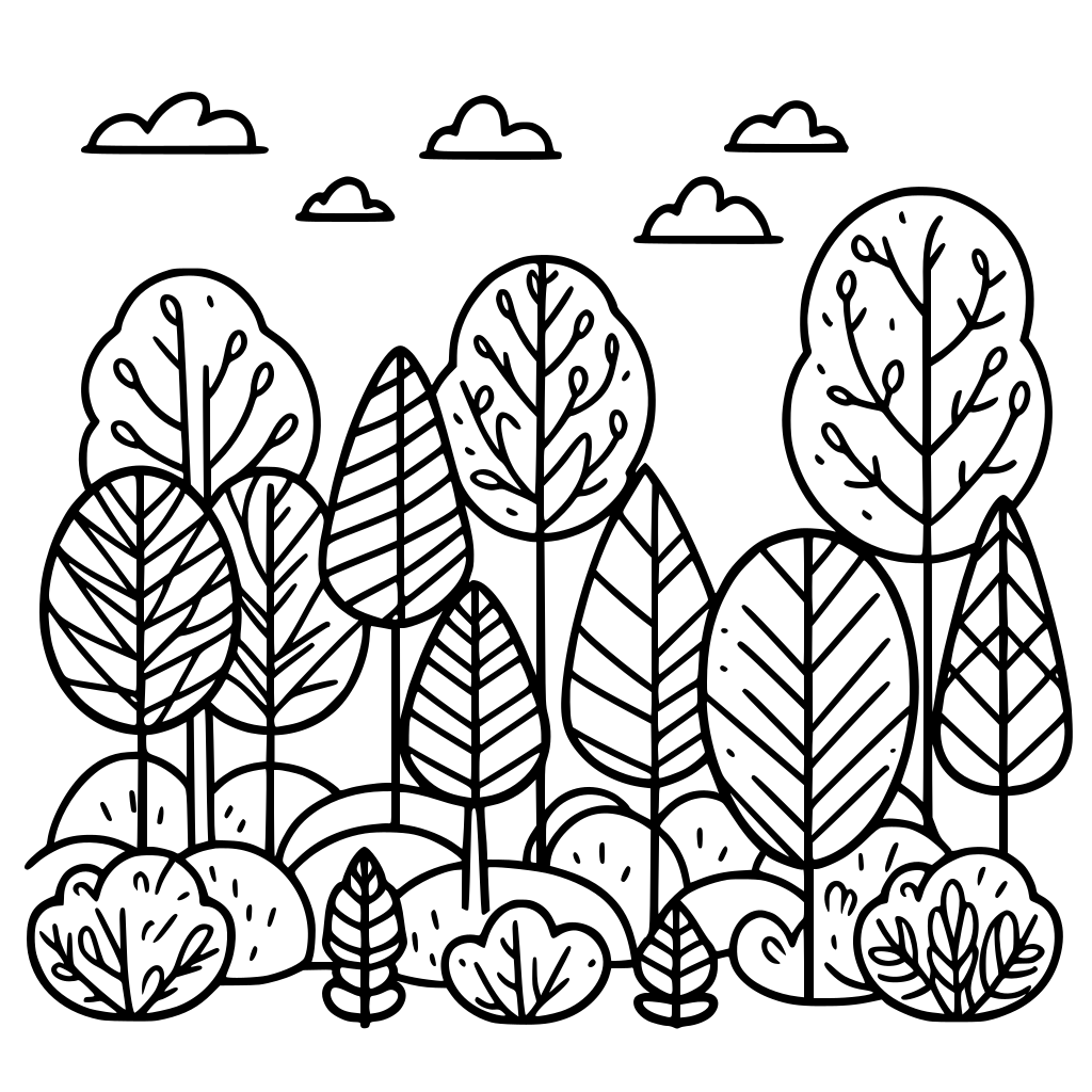 Coloriage Forêt d'automne à imprimer gratuit - MonColoriage.fr