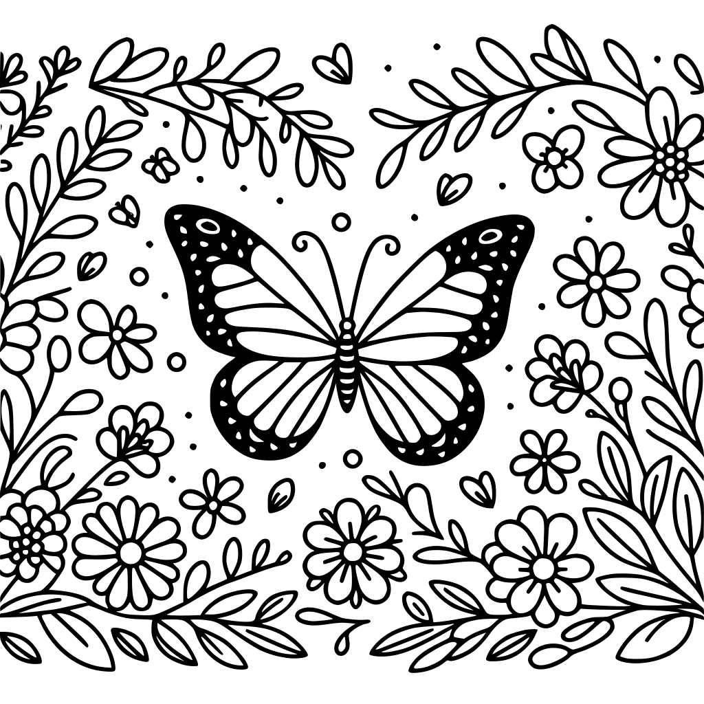 Coloriage Papillon Avec Des Fleurs Imprimer Gratuit MonColoriage fr