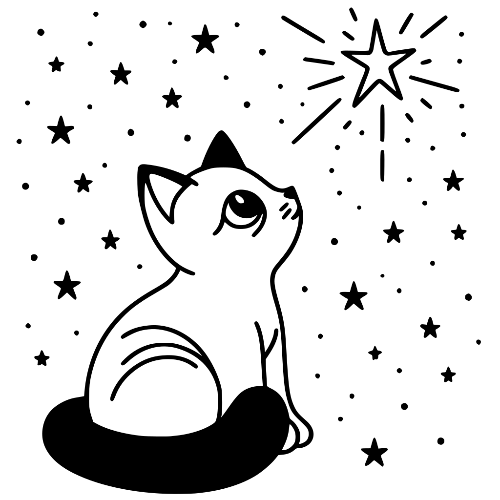 Coloriage Chat et étoiles à imprimer gratuit - MonColoriage.fr