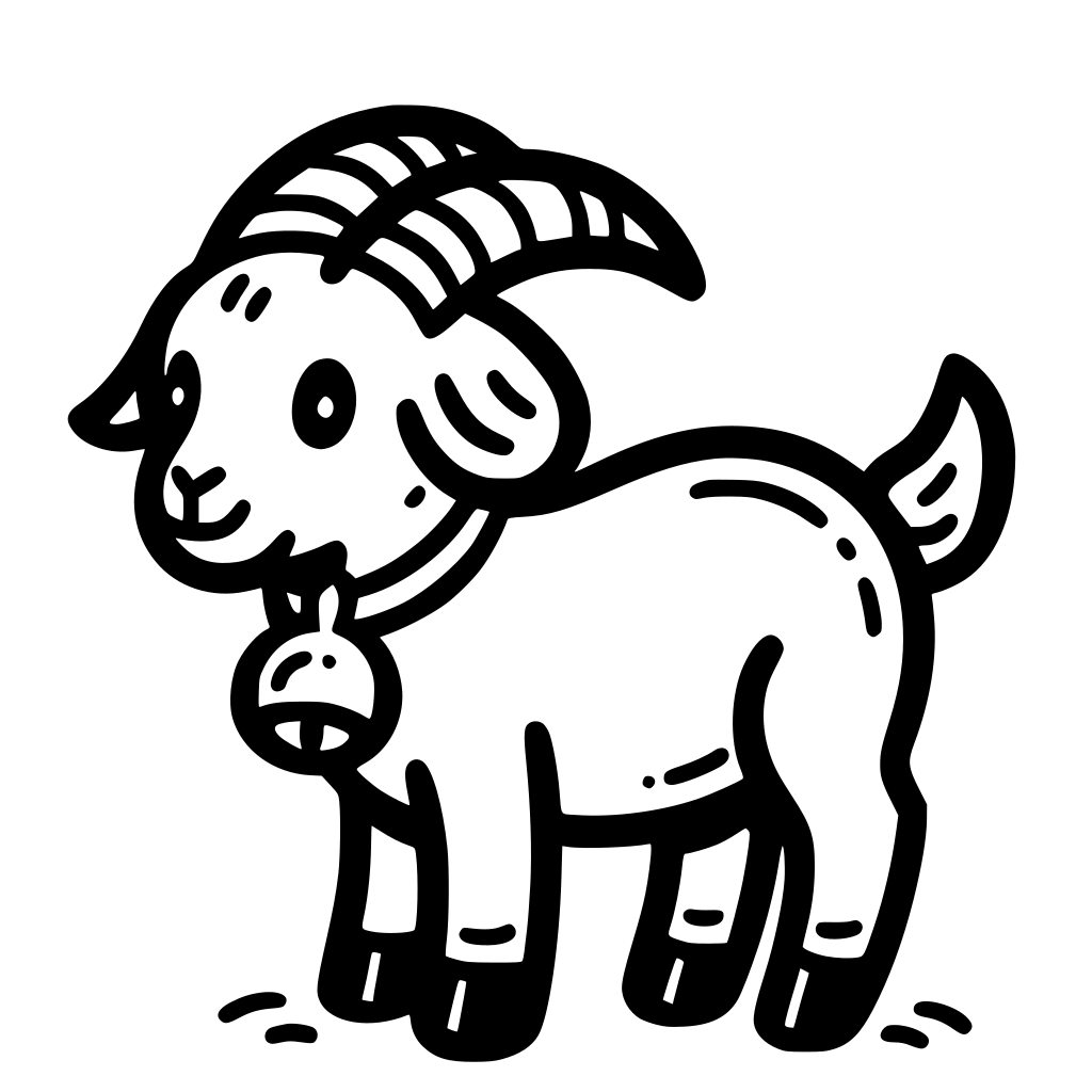 Coloriage Chèvre avec une cloche à imprimer gratuit - MonColoriage.fr
