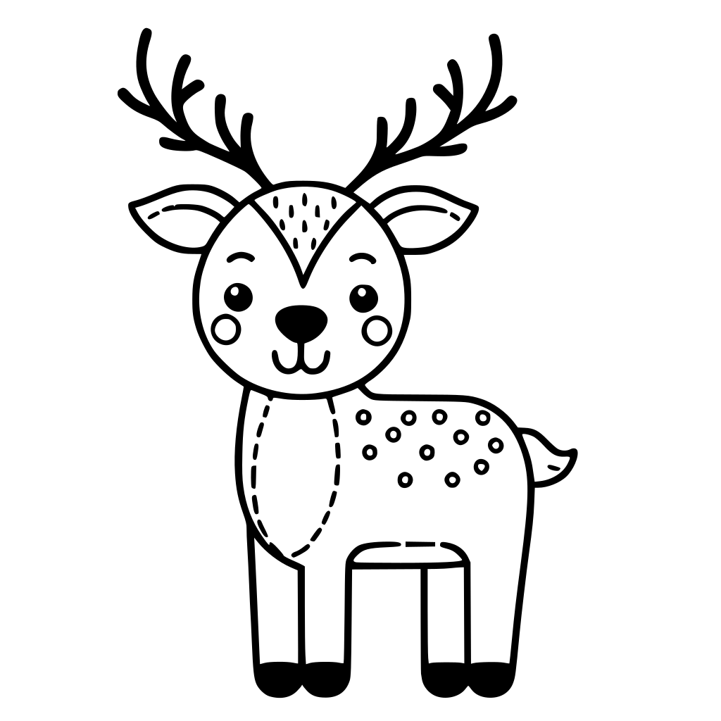 Coloriage Renne heureux à imprimer gratuit - MonColoriage.fr