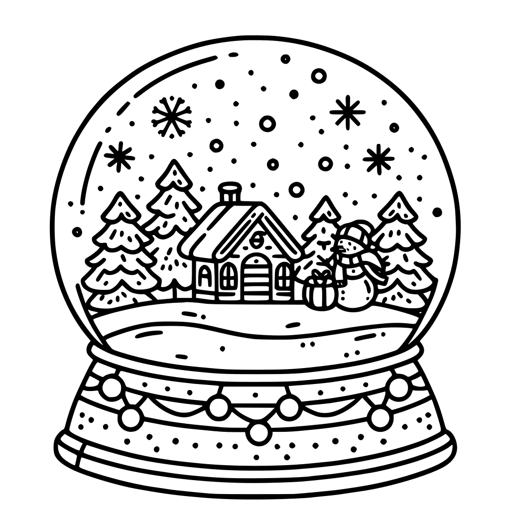 Coloriage Boule à neige de Noël à imprimer gratuit - MonColoriage.fr