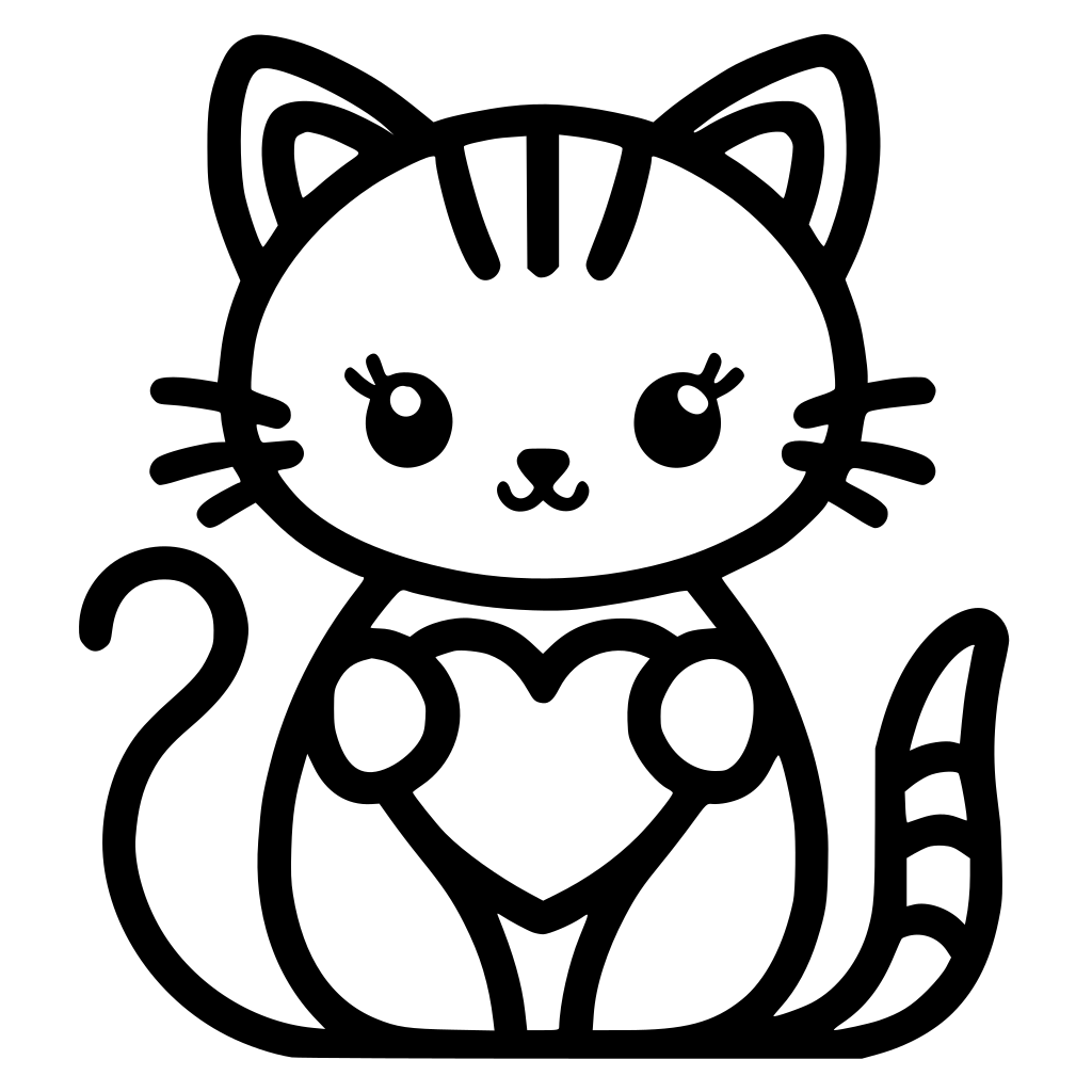 Coloriage Chaton avec un cœur à imprimer gratuit - MonColoriage.fr