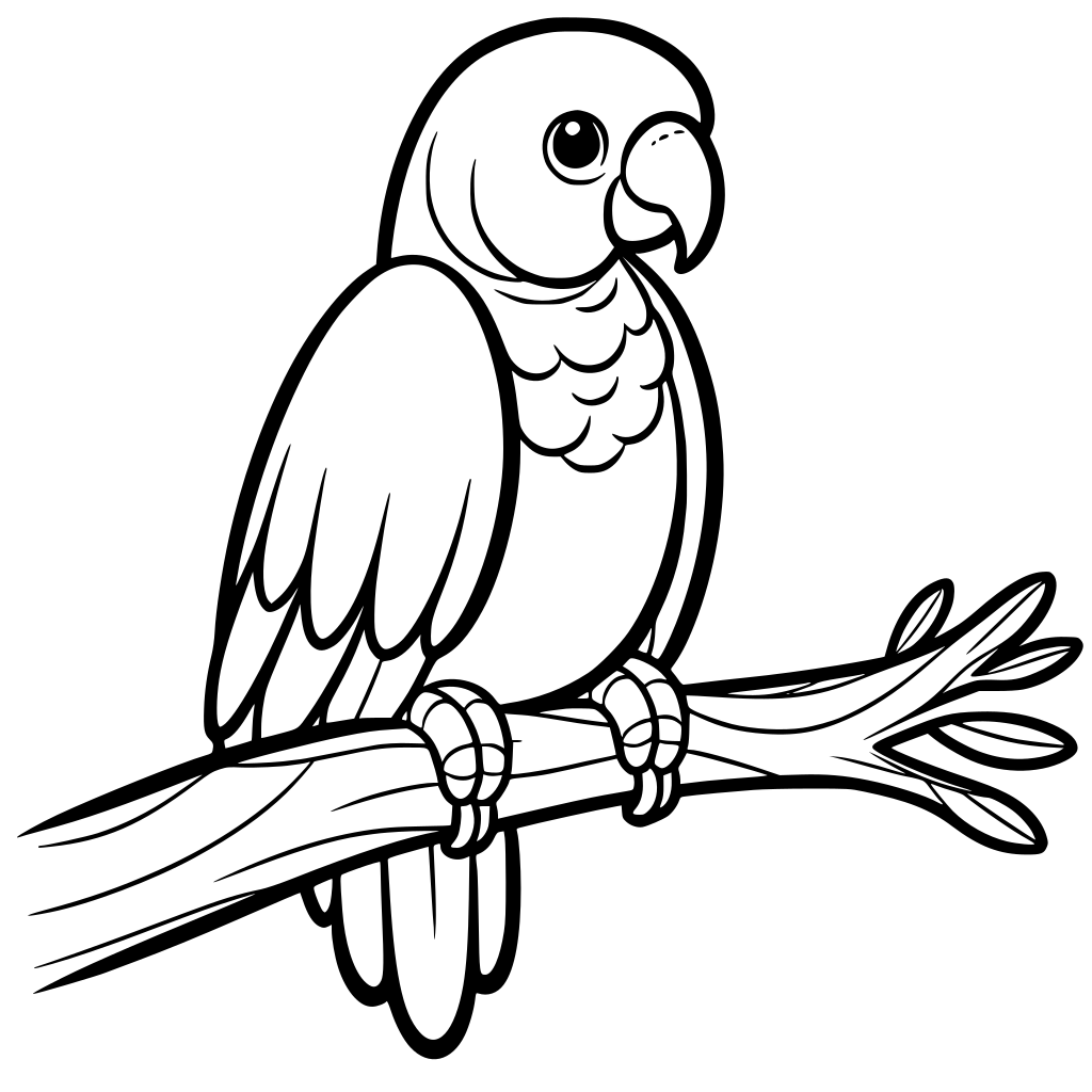 Coloriage Perroquet sur une branche à imprimer gratuit - MonColoriage.fr