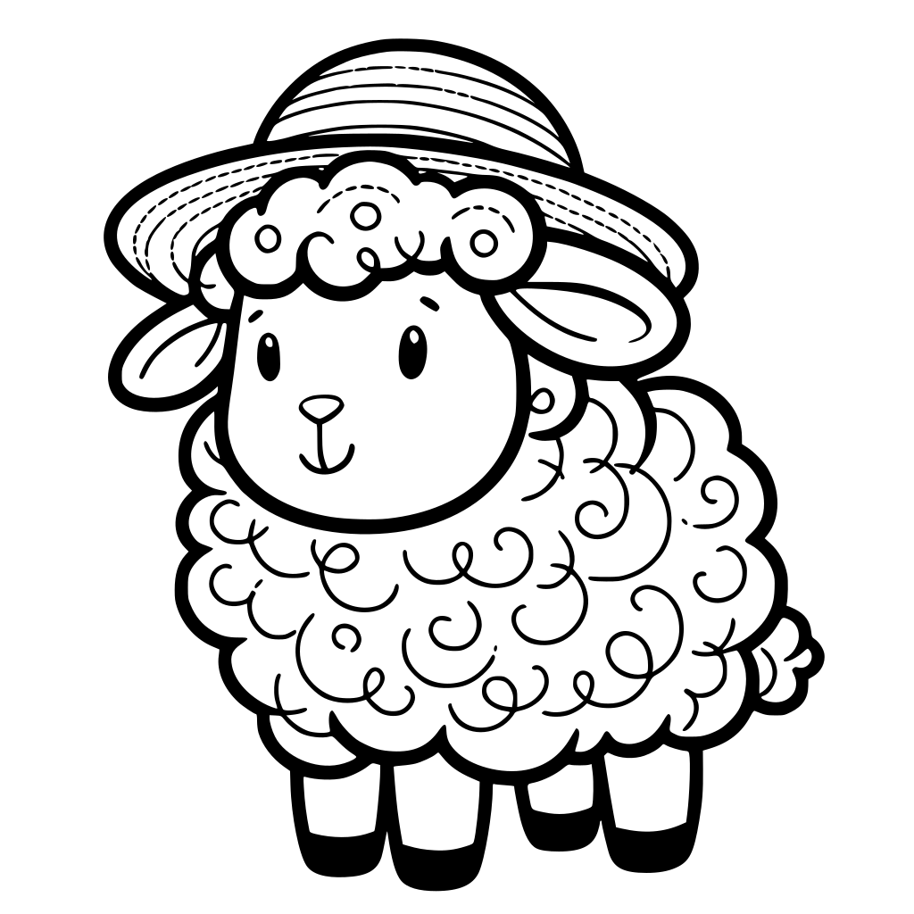 Coloriage Mouton avec un chapeau à imprimer gratuit - MonColoriage.fr