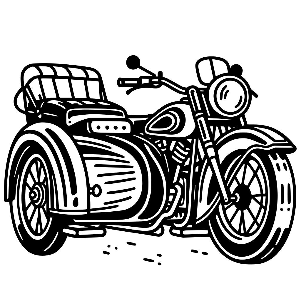 Coloriage Moto avec side-car à imprimer gratuit - MonColoriage.fr