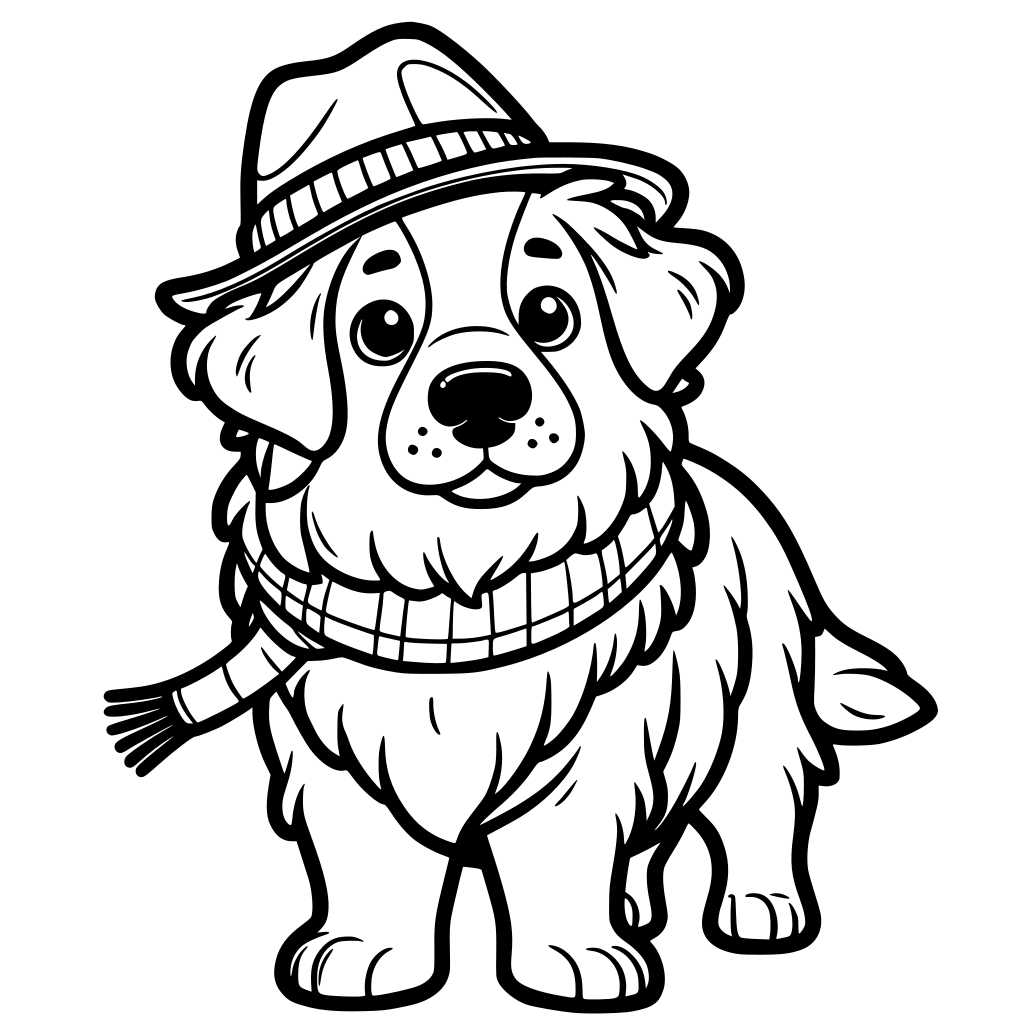 Coloriage Chien avec un chapeau à imprimer gratuit - MonColoriage.fr