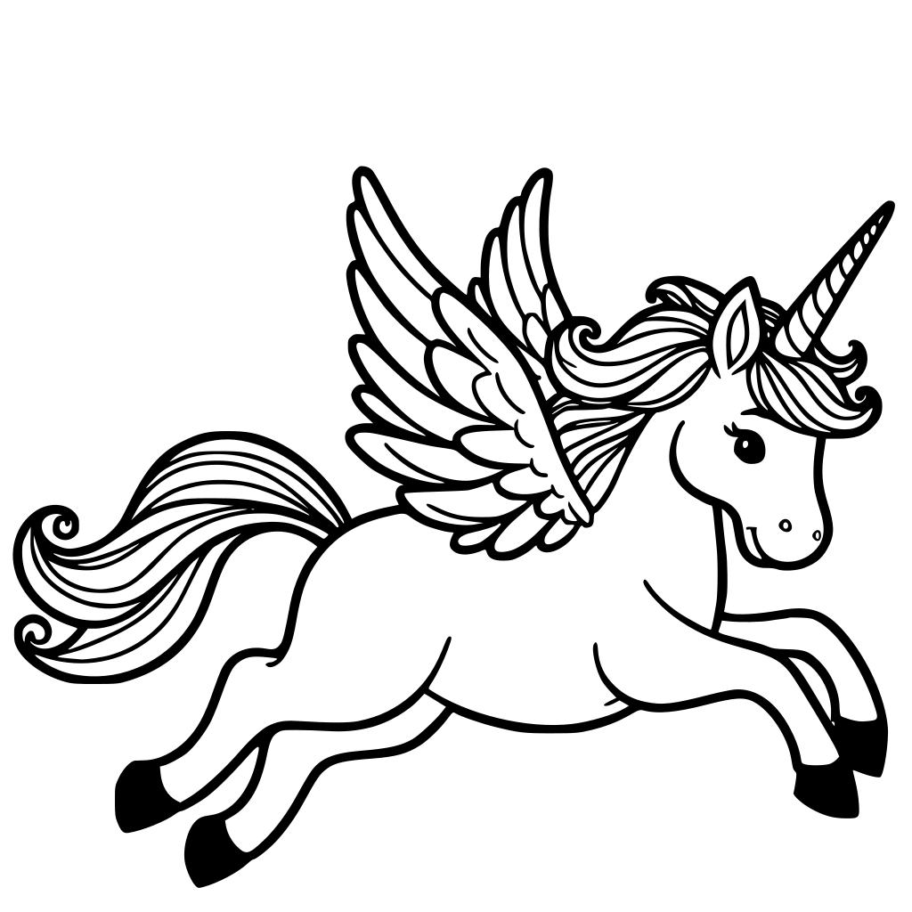 Coloriage Licorne volante à imprimer gratuit - MonColoriage.fr