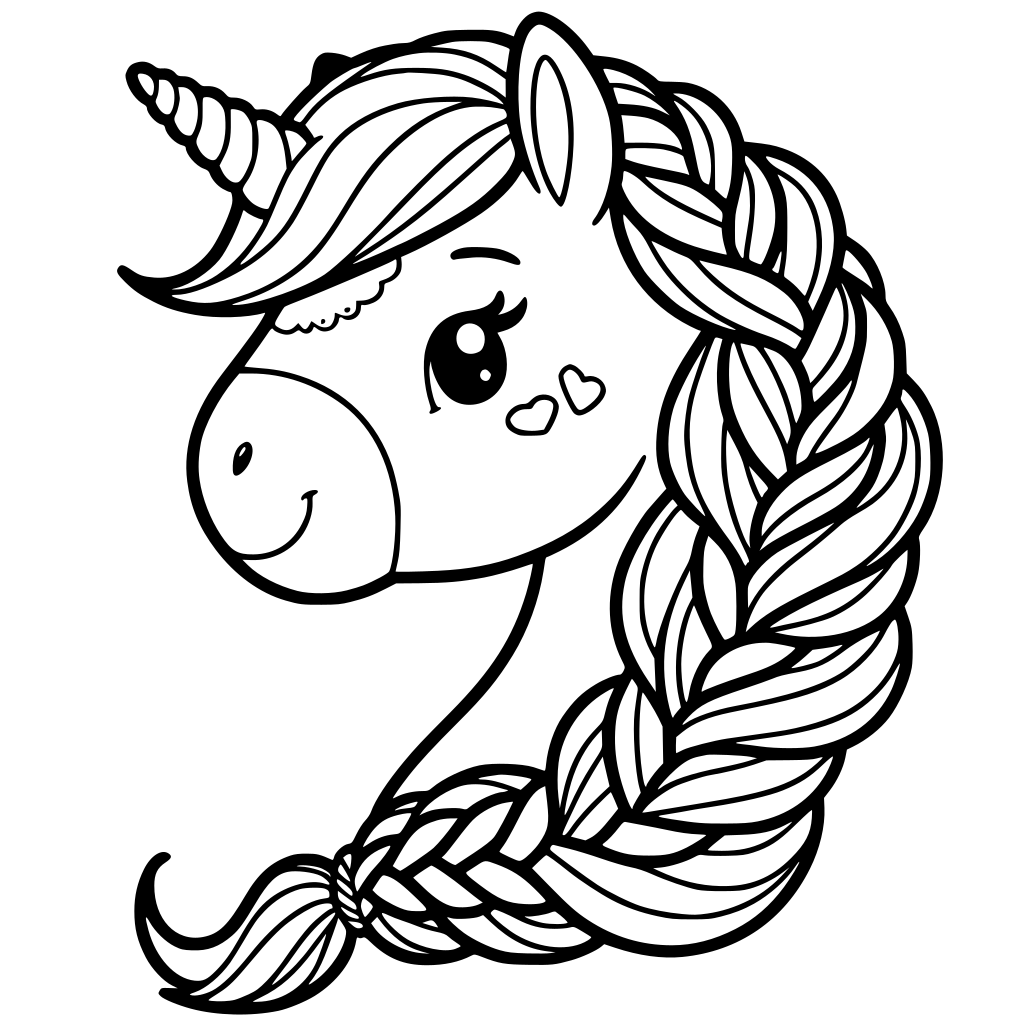 Coloriage Licorne avec une tresse à imprimer gratuit - MonColoriage.fr