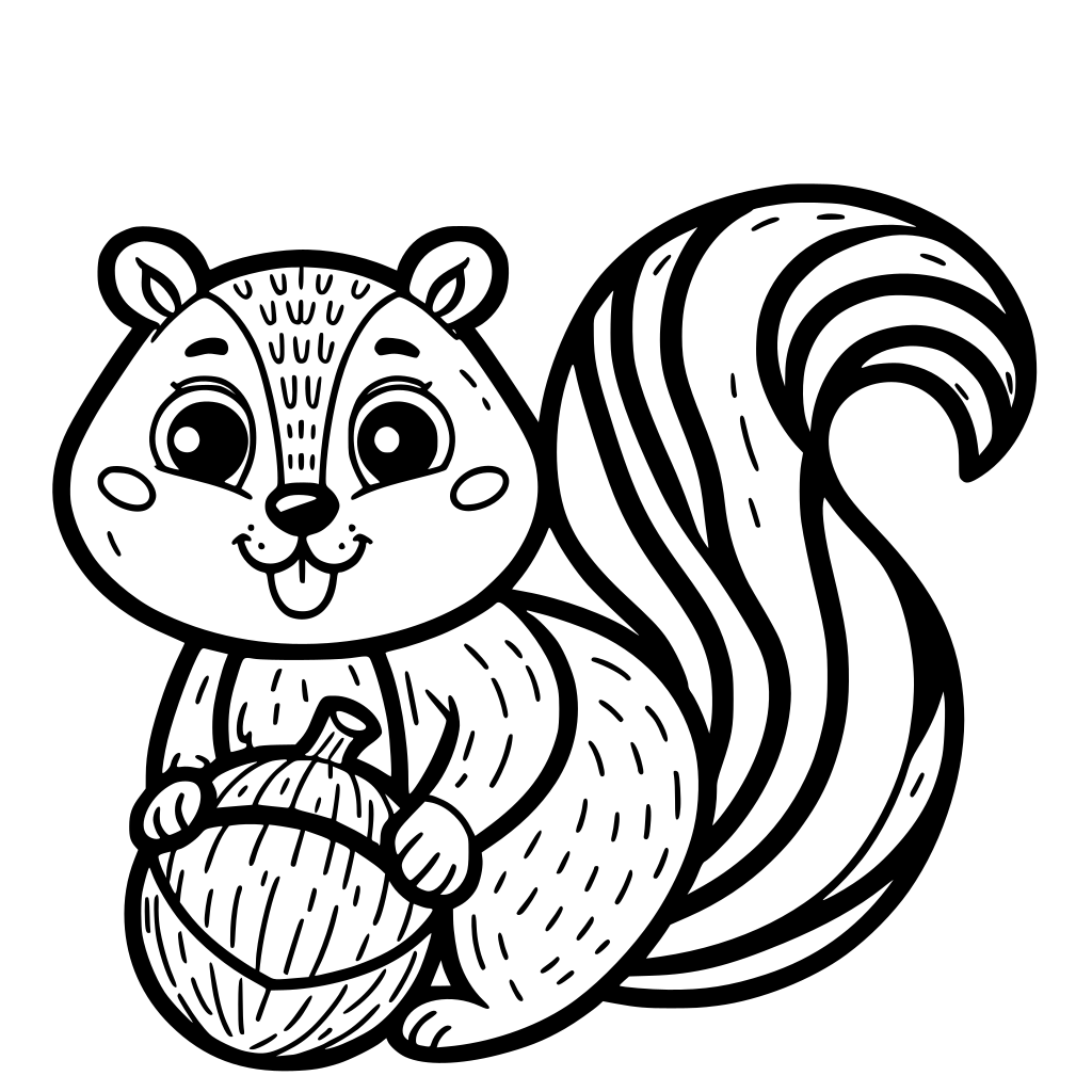 Coloriage Ecureuil heureux à imprimer gratuit - MonColoriage.fr