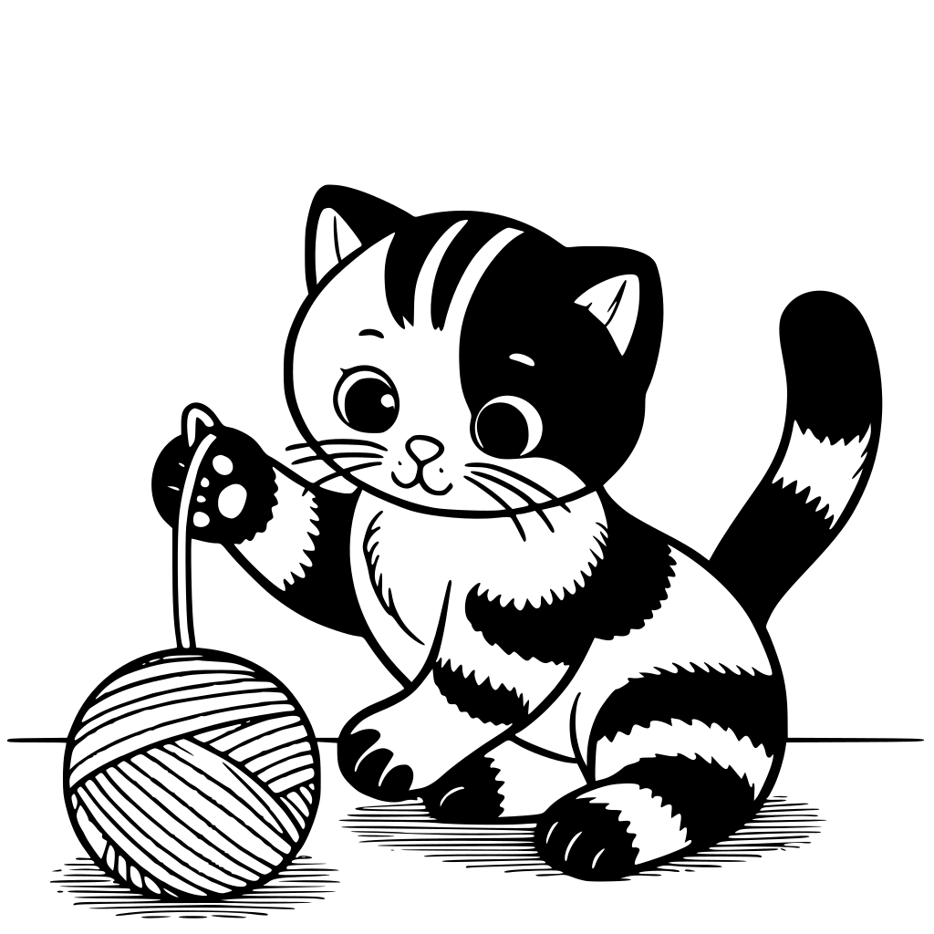 Coloriage Chaton jouant à imprimer gratuit - MonColoriage.fr