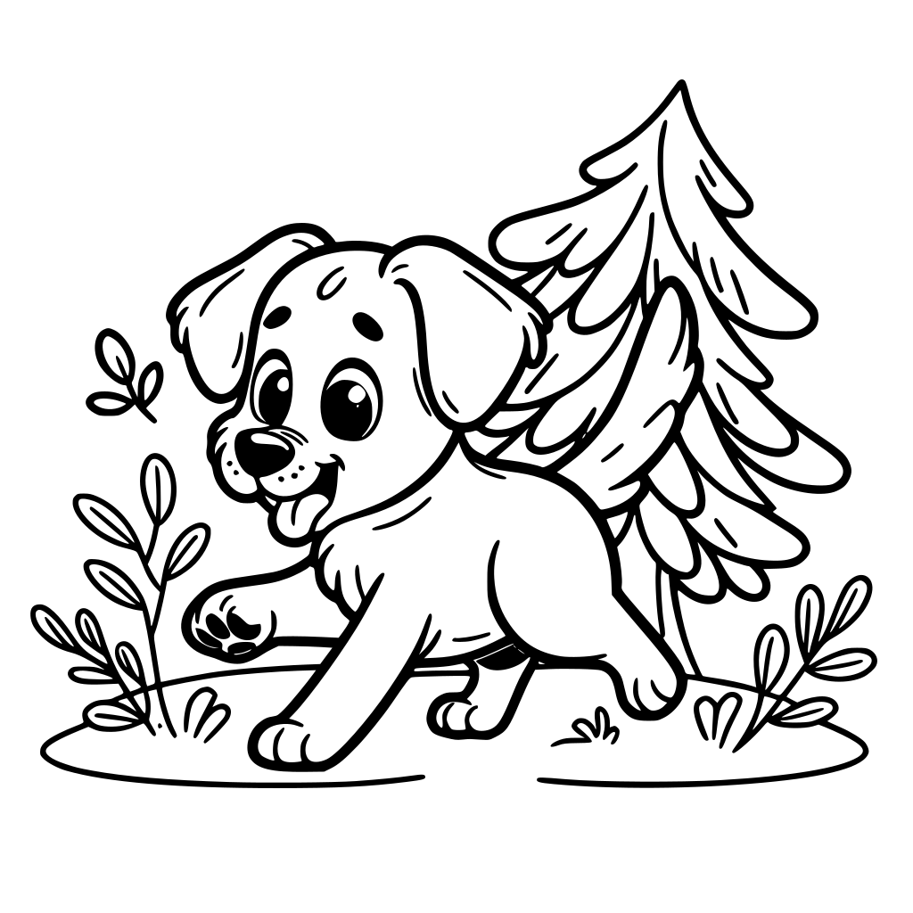 Coloriage Chiot joueur à imprimer gratuit - MonColoriage.fr