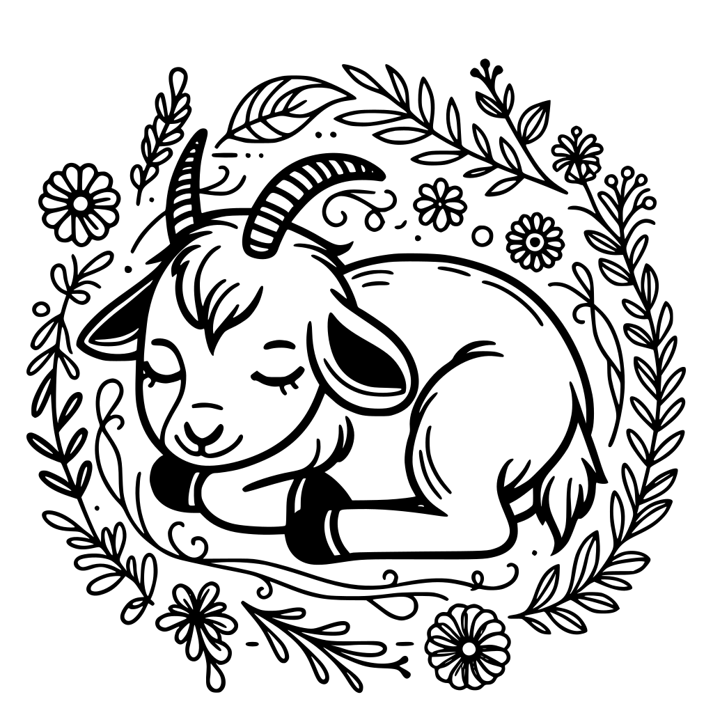 Coloriage Chèvre dormant à imprimer gratuit - MonColoriage.fr