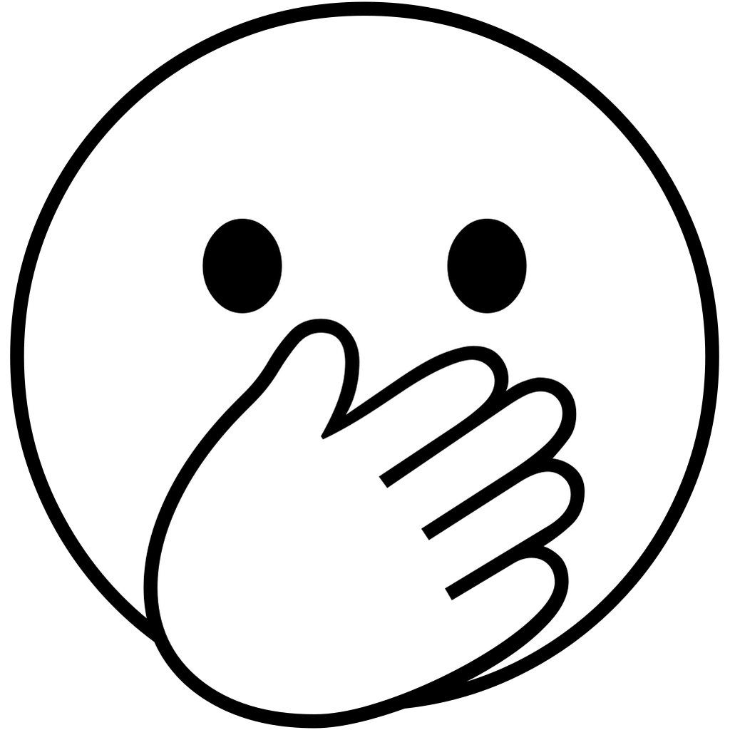 Coloriage Émoji visage avec les yeux ouverts et la main sur la bouche à ...