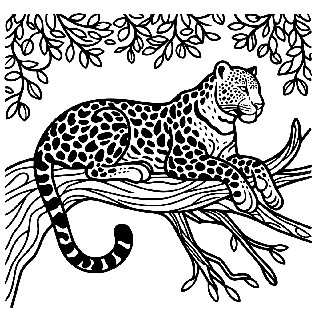 Coloriage Léopard se reposant à imprimer gratuit - MonColoriage.fr
